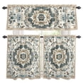 Bohemia Flower Pattern Kitchen Curtains Set for Windows, Blue Retro ...