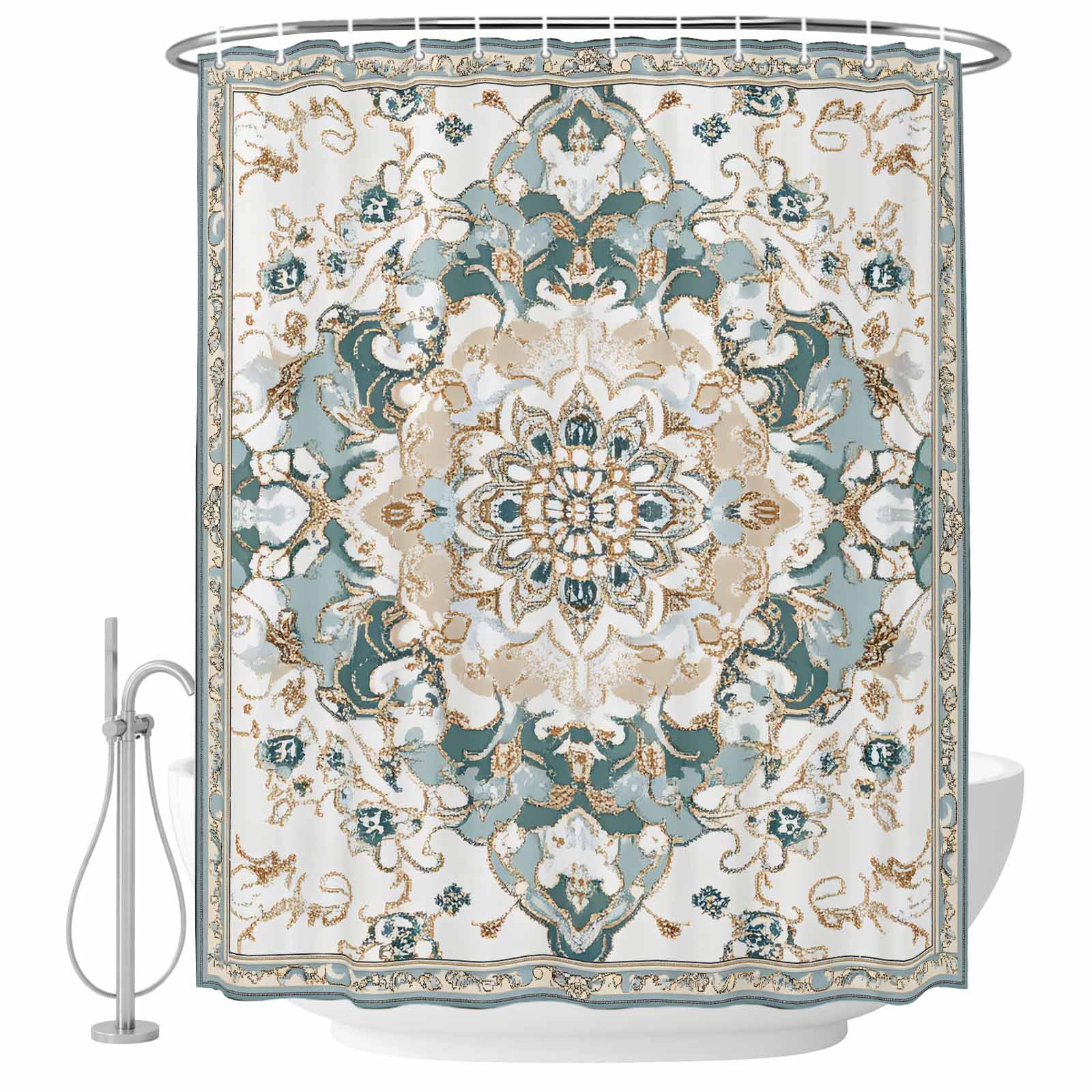 Bohemia Flower Shower Curtain for Bathroom, Retro Boho Ethnic Farmhouse ...