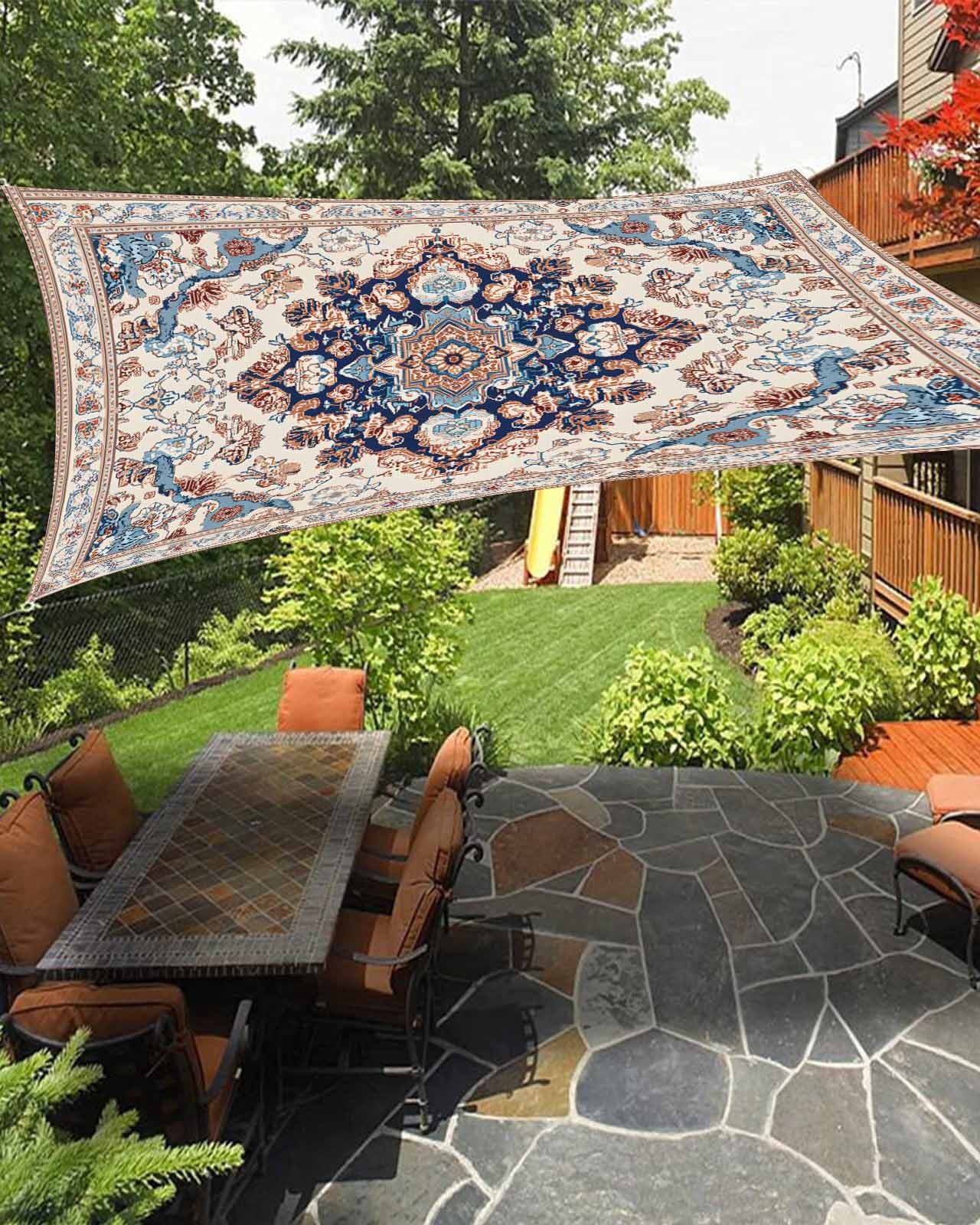 Bohemia Flower Sun Shade Sail 14'X18' Vintage Boho Ethnic Farmhouse ...
