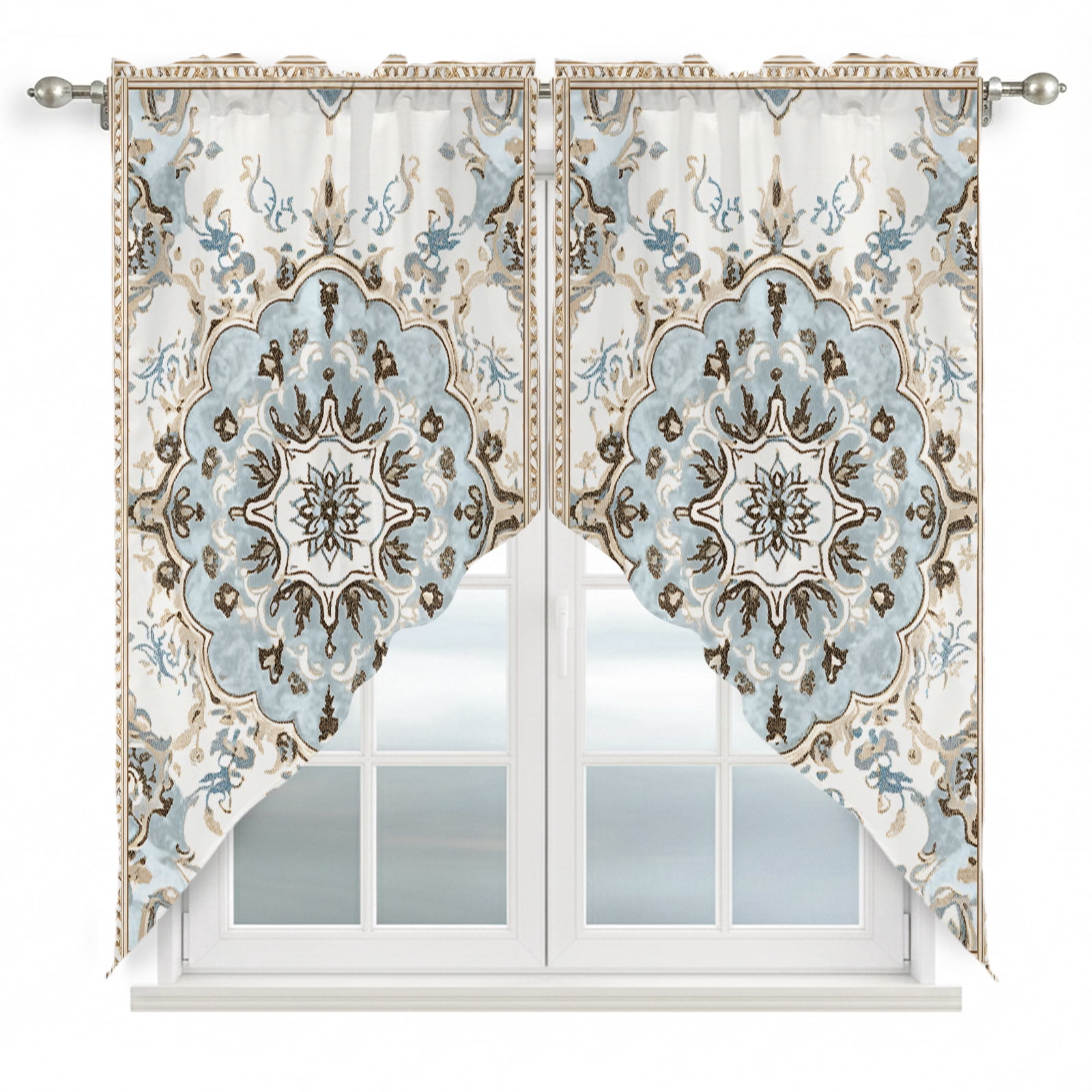 Bohemia Flower Swag Curtain Valance for Window 2 Panels Vintage Boho ...
