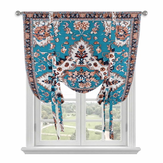 Bohemia Flower Tie Up Curtains, Blue Vintage Boho Ethnic Farmhouse ...