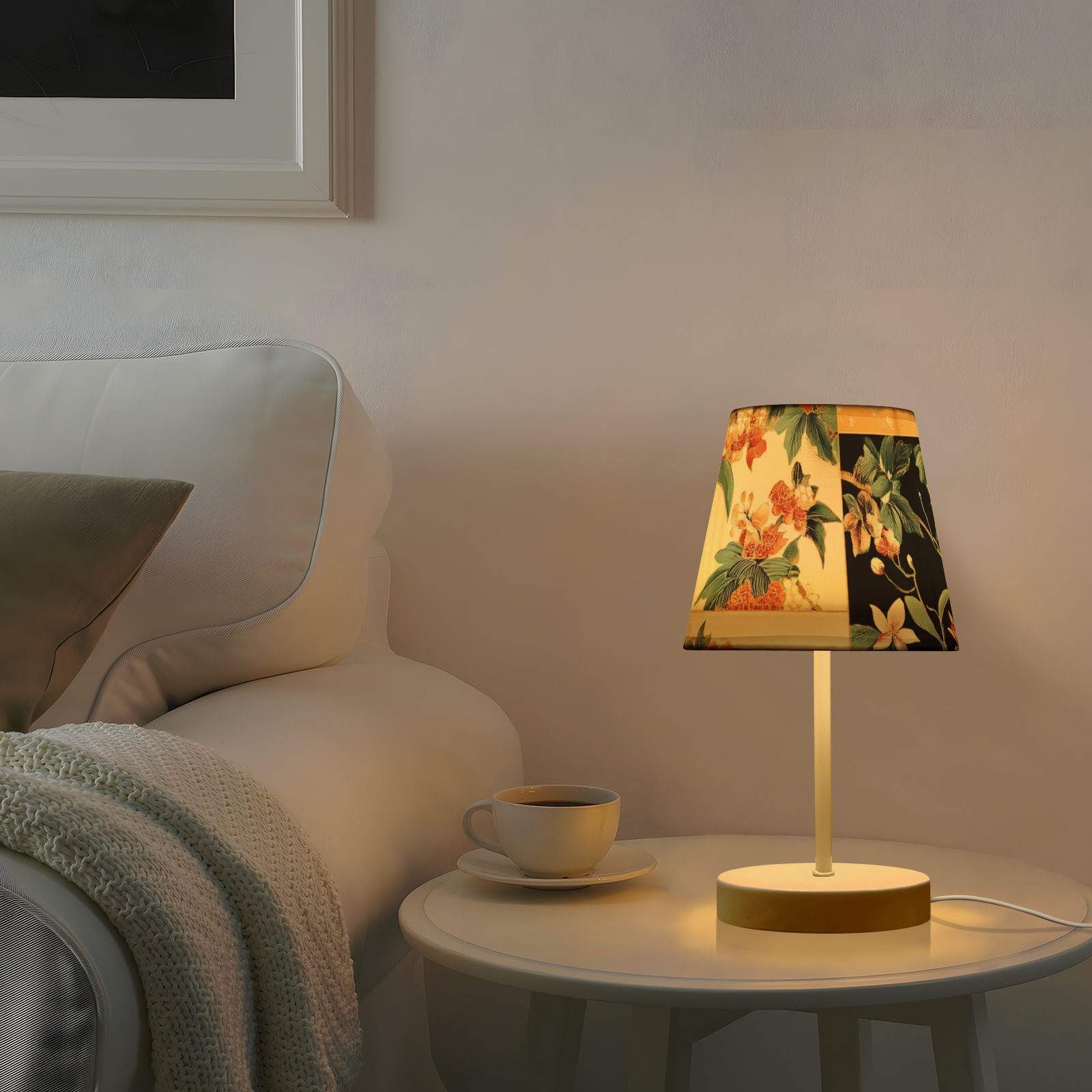 Bohemia Flowers Grids Desk Lamp 3 Color Modes LED Table Lamp Nightstand ...