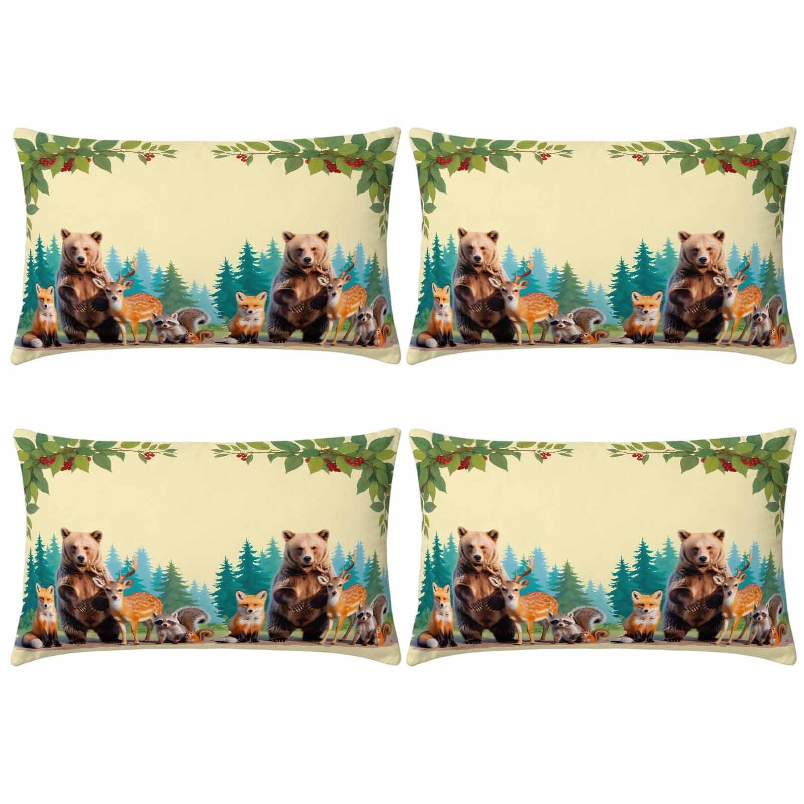 Bohemia Forest Animals Lumbar Pillow Covers 12 x 20 Inch Pillow Covers ...