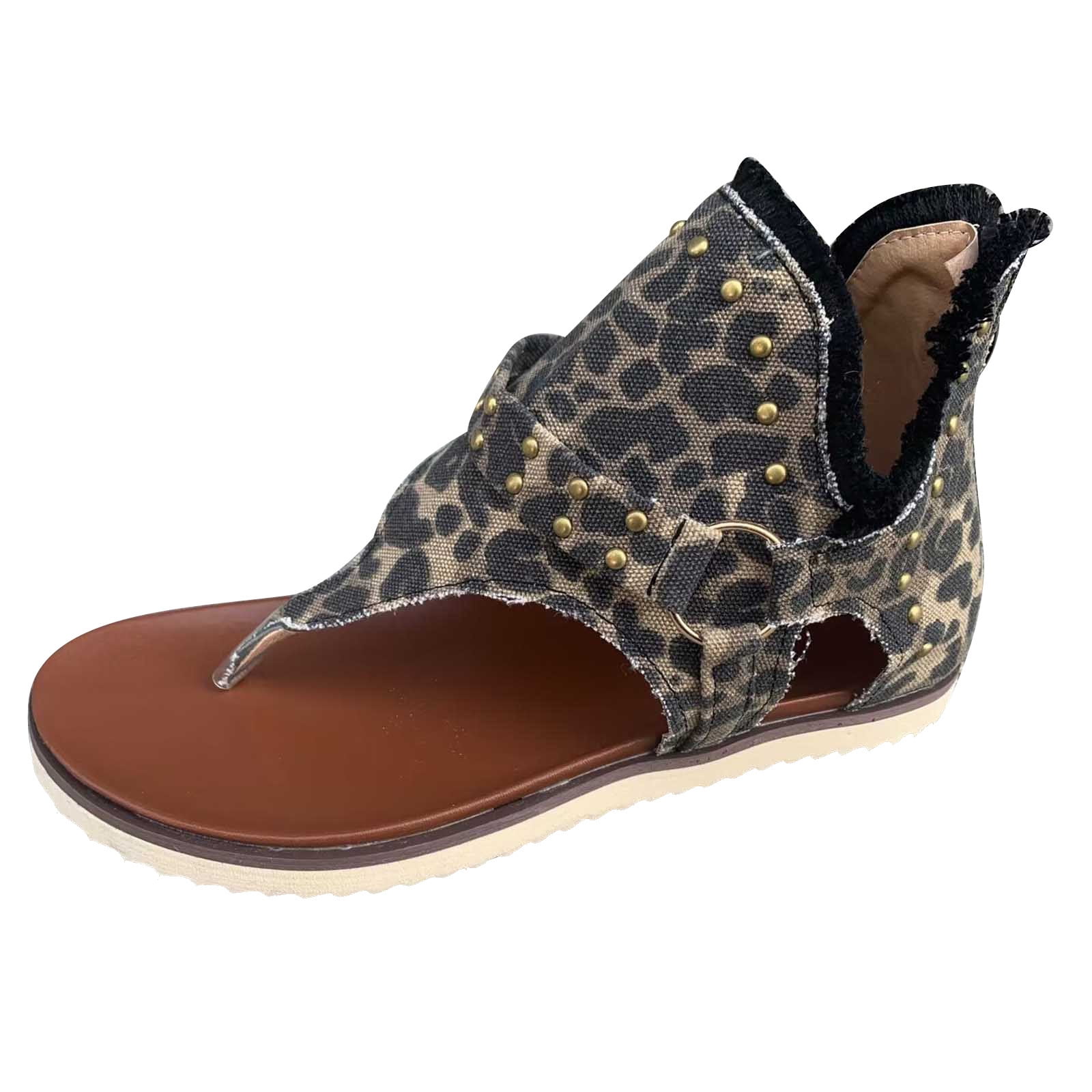 Bohemia Gladiator Sandals For Women Comfort Flat Sandals Leopard Summer ...