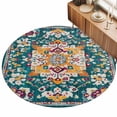 Bohemia Green Area Rug, Retro Boho Ethnic Farmhouse Flower Pattern Non ...