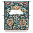 Bohemia Green Swag Valance and Tier Set of 3, Retro Boho Ethnic ...