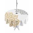 Bohemia Grey Yellow Floral Round Outdoor Tablecloth with Umbrella Hole ...