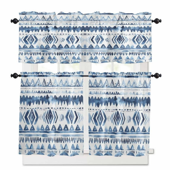 Bohemia Kitchen Curtains Valances and Tiers Set of 3, 24 Inch Length ...