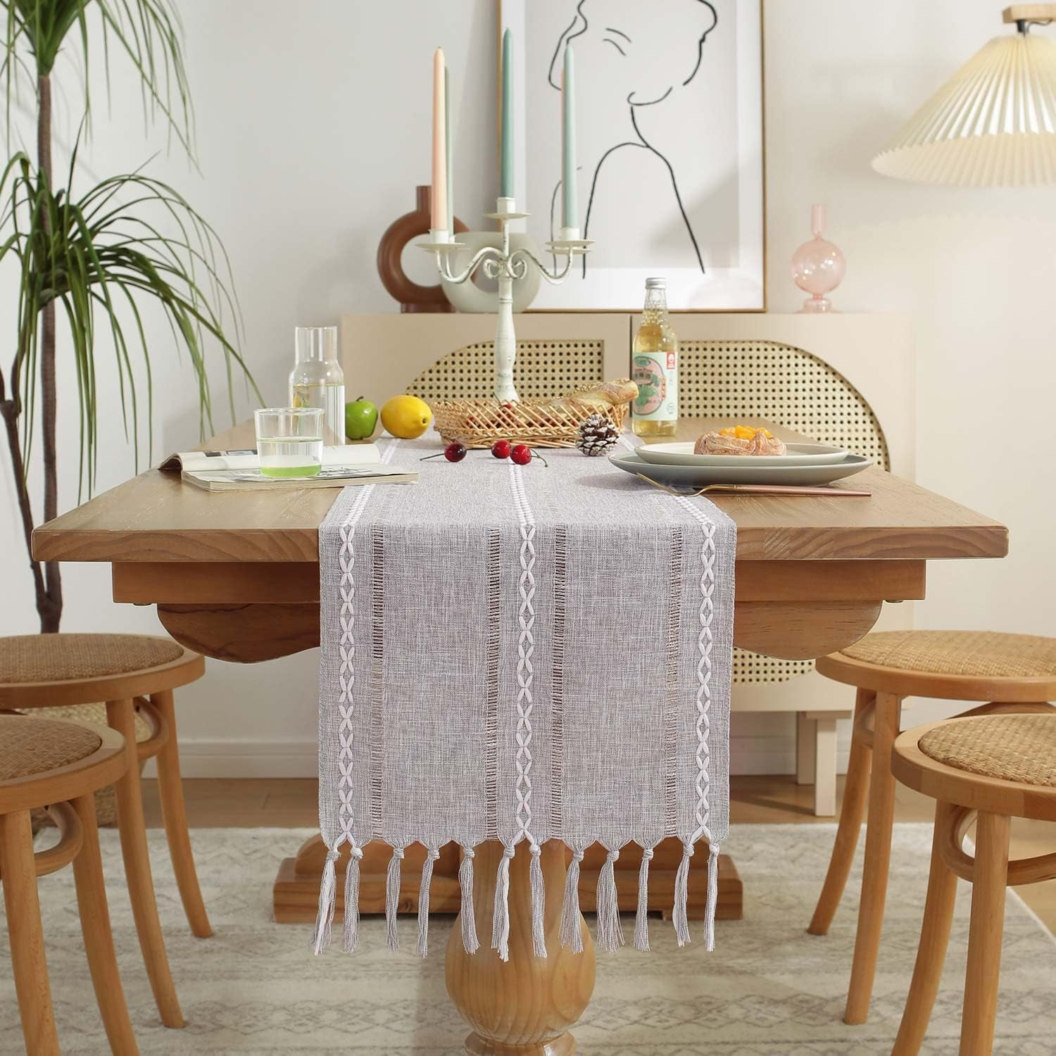 Bohemia Linen Table Runner for Home Decor, 72