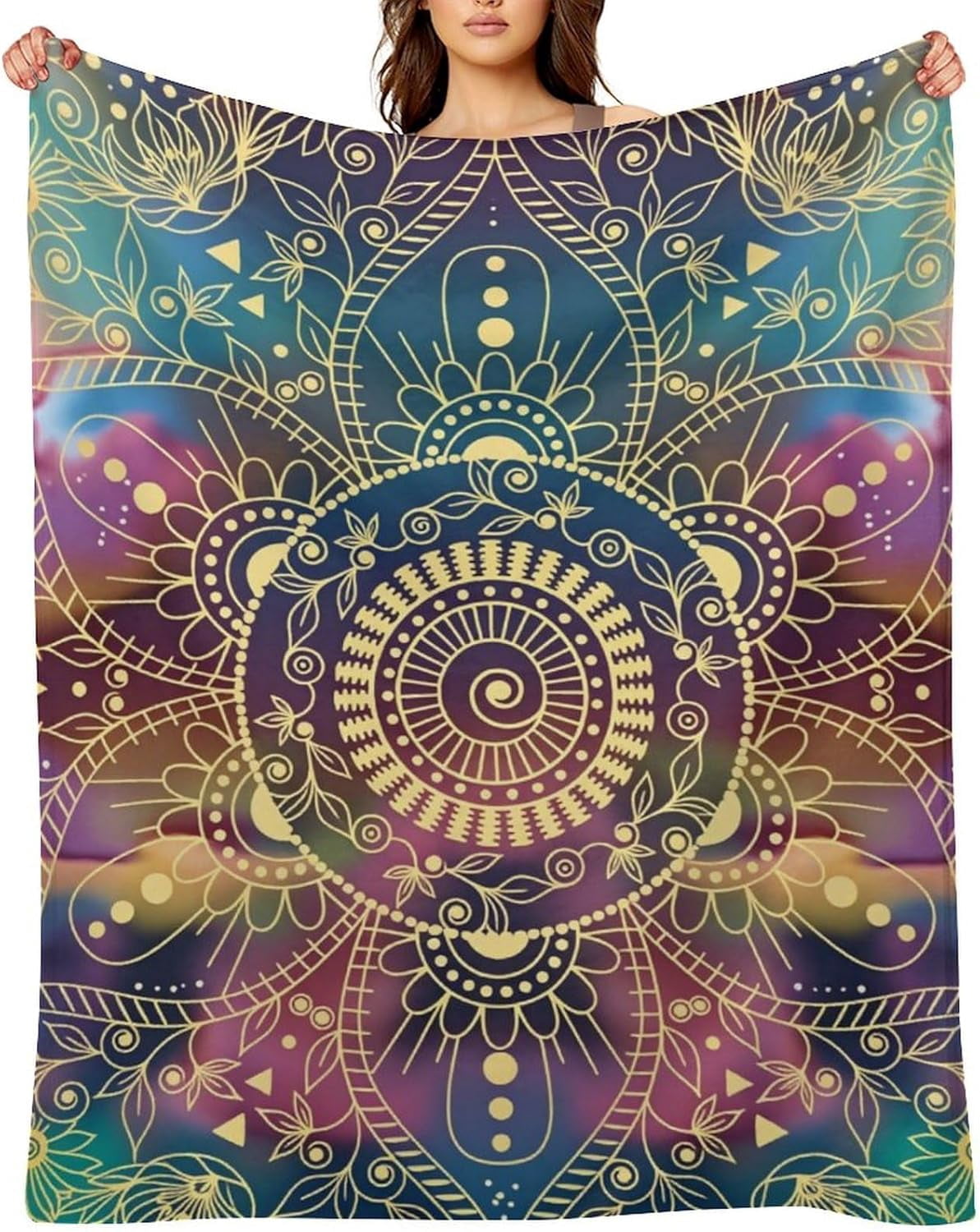 Bohemia Mandala Throw Blankets Soft Cozy Plush Flannel for Sofa Bed ...