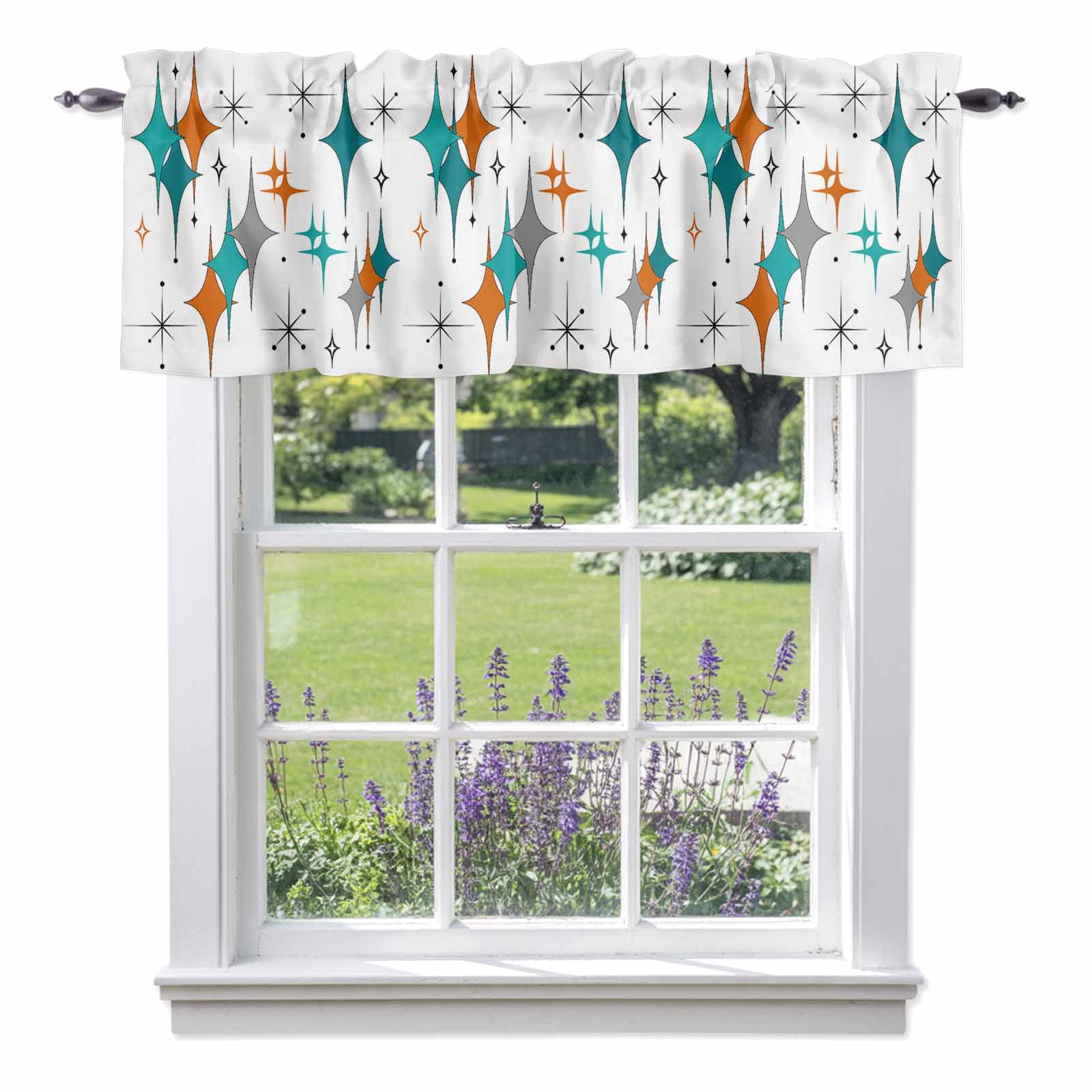 Bohemia Mid Valances for Windows Century Geometric Diamond Pattern Rod ...