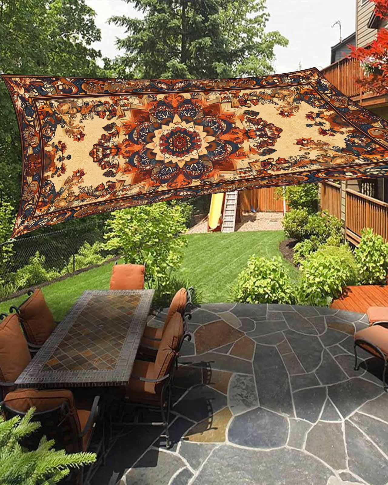 Bohemia Orange Flower Sun Shade Sail 14'X18' Vintage Boho Ethnic ...