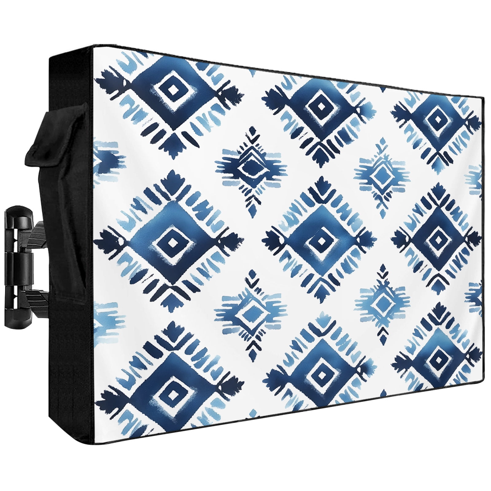 Bohemia Outdoor TV Cover 52 to 55 inch Blue Argyle Pattern Ethnic Style ...