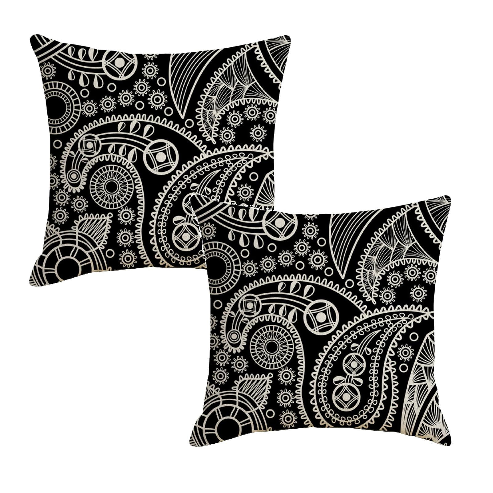 Bohemia Paisley Couch Cushion Pillow Covers 18x18 Square Zippered
