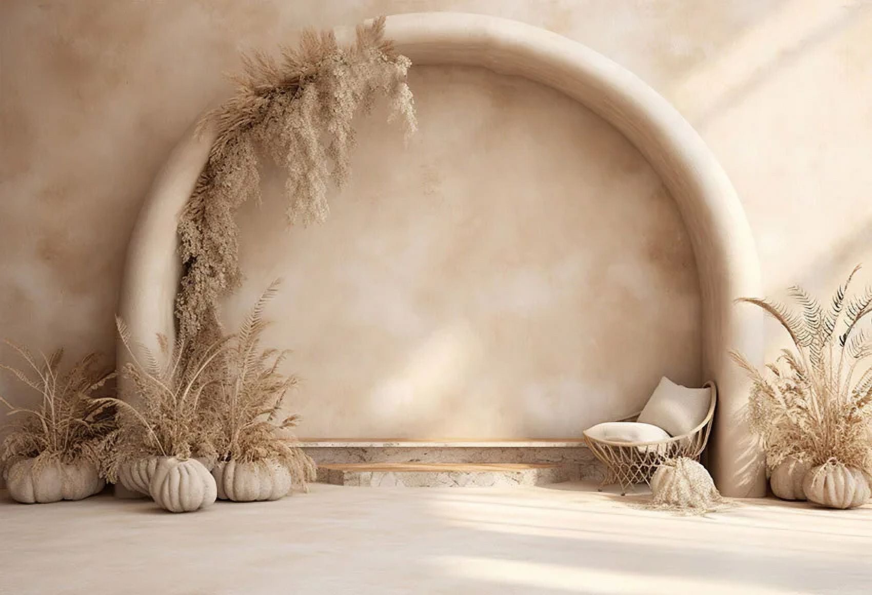 Bohemia Pampas Grass Floral Arch Wedding Birthday Maternity Portrait r ...