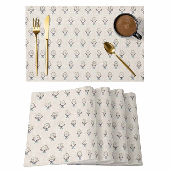 Bohemia Placemats Set of 4 Modern Boho Floral Plants Minimalist ...