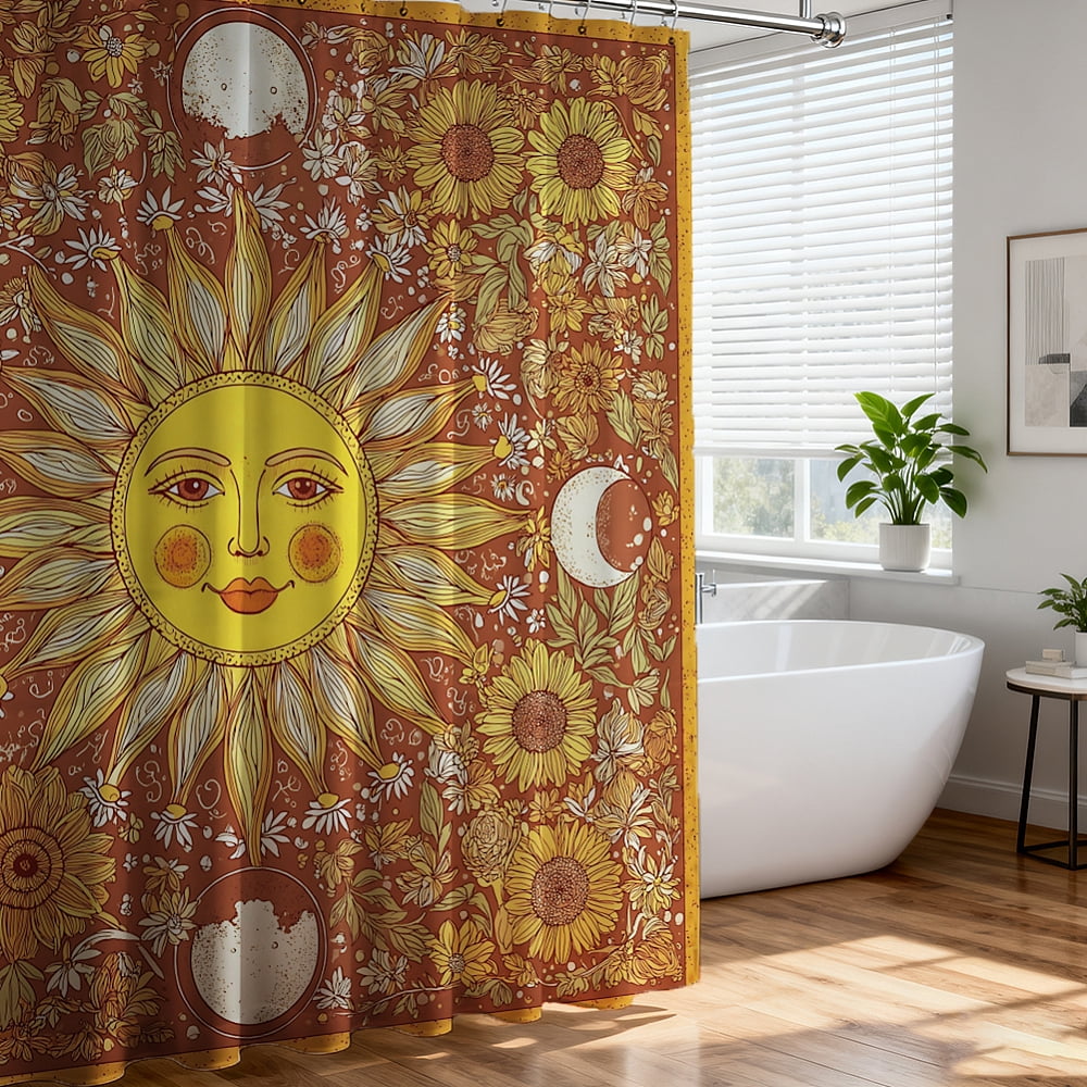 Bohemia Polyester Waterproof Shower Curtain with Hooks Bathroom Bath ...