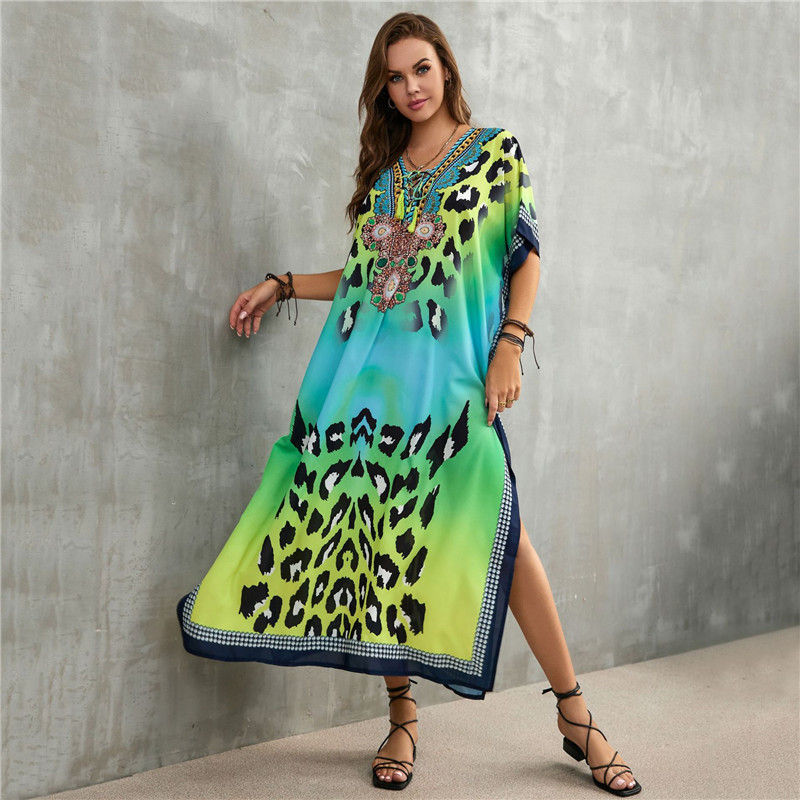Bohemia Print Loose Beach Dress Saida De Praia Swimsuit Cover Up ...