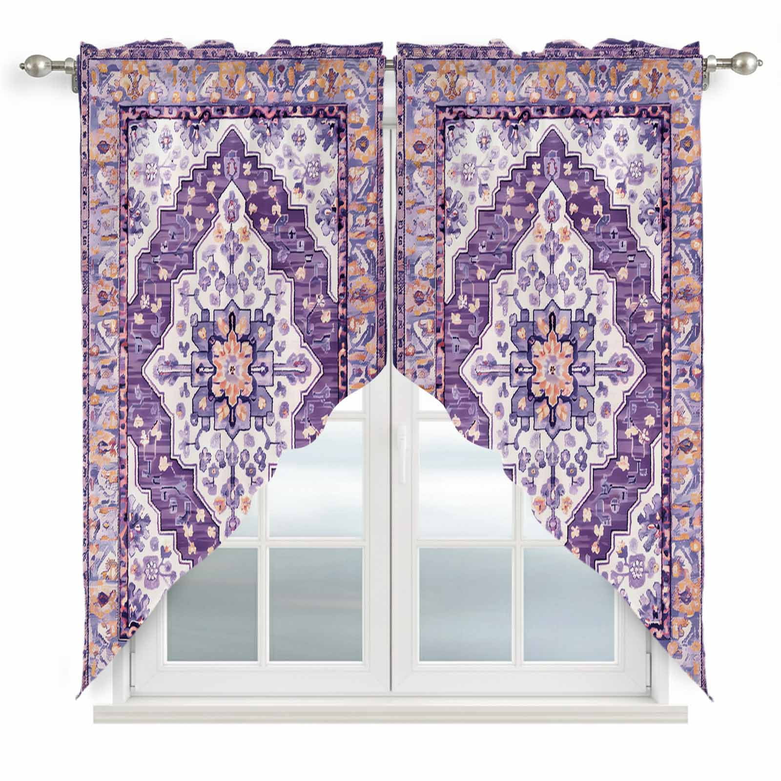 Bohemia Purple Turkish Pattern Swag Curtain Valance for Window 2 Panels ...