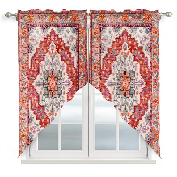 Bohemia Red Turkish Pattern Swag Curtain Valance for Window 2 Panels ...