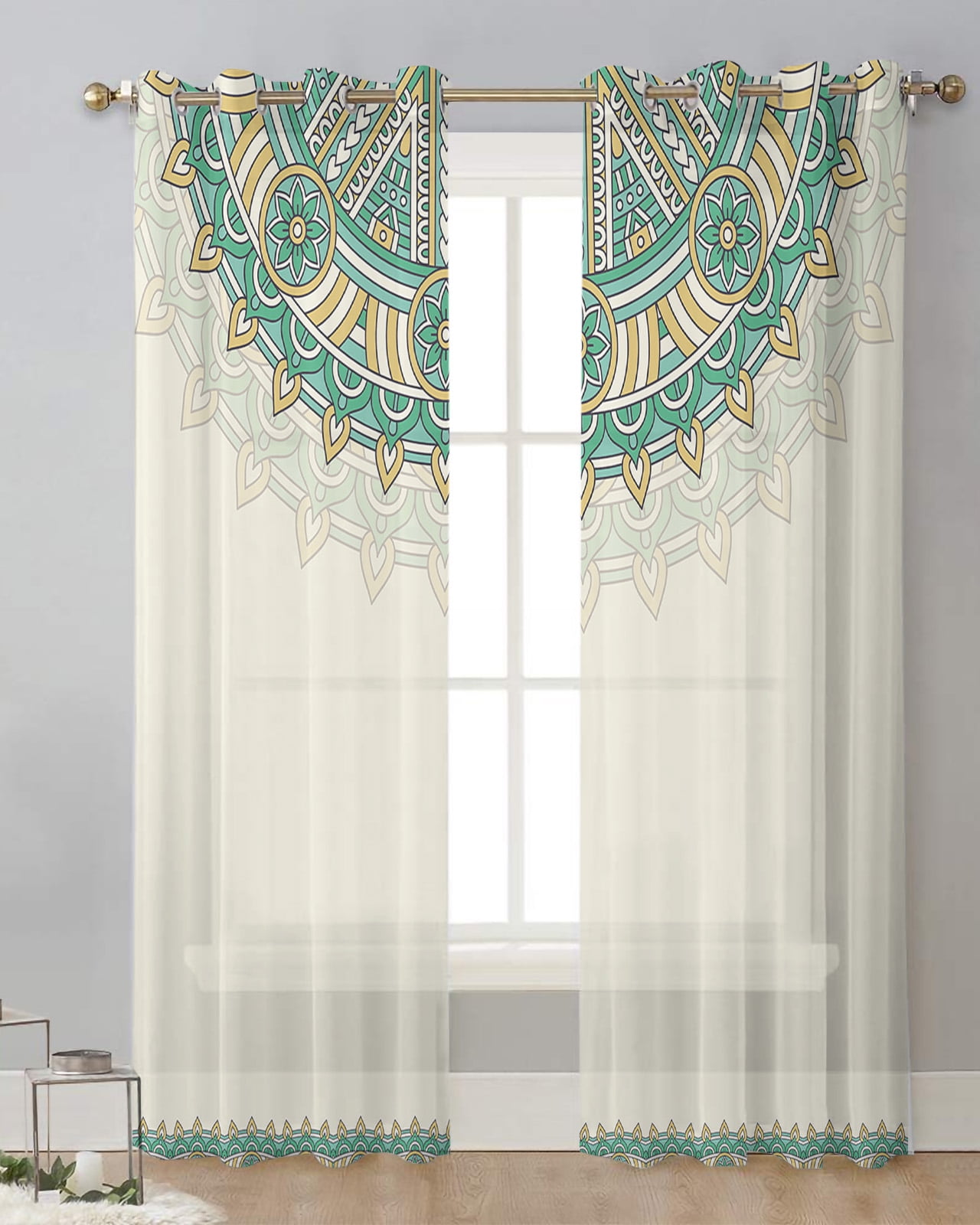 Bohemia Retro Pattern Ethnic Bedroom Organza Voile Curtain Window ...