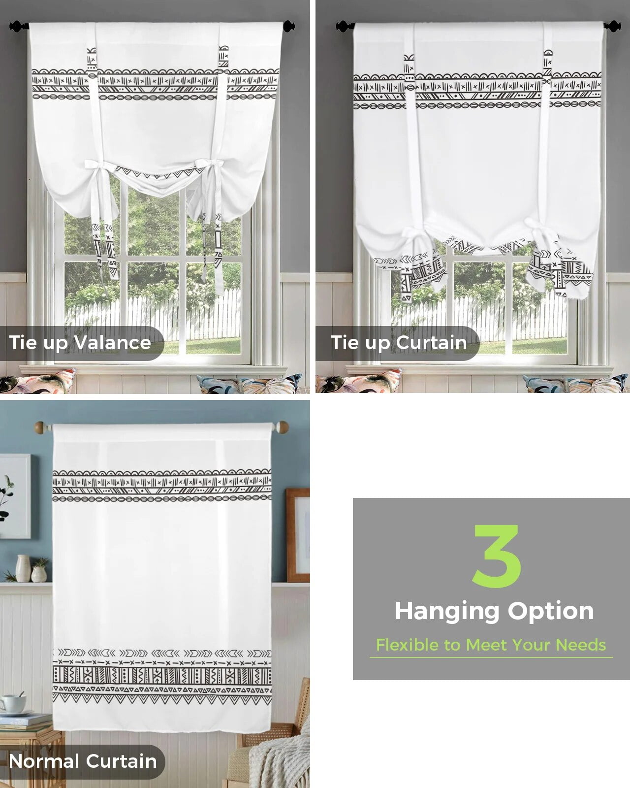 Bohemia Retro Pattern Ethnic Window Curtain for Living Room Home Decor ...