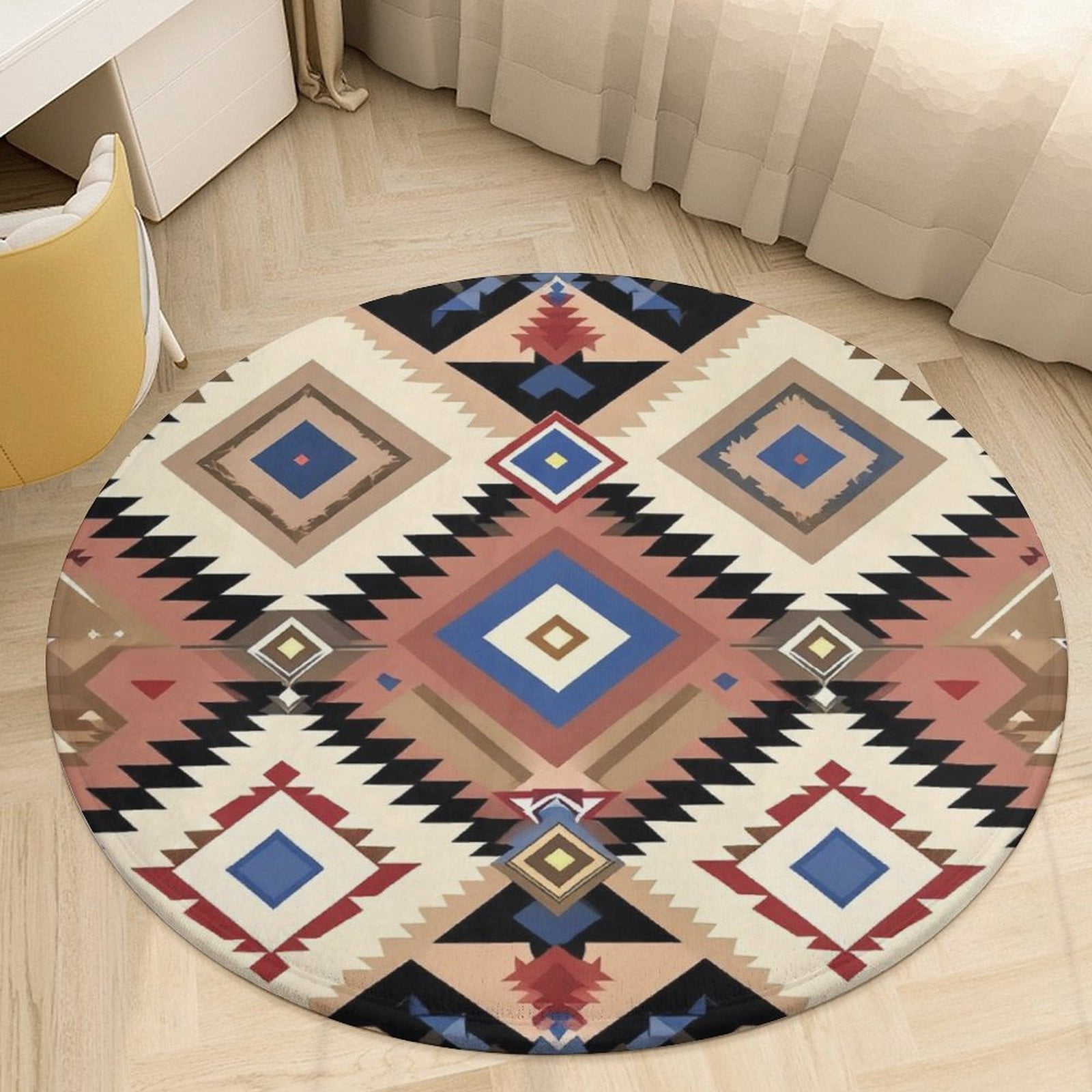 Bohemia Round Area Rugs for Bedroom Living Room, 5FT Soft Comfy Indoor ...