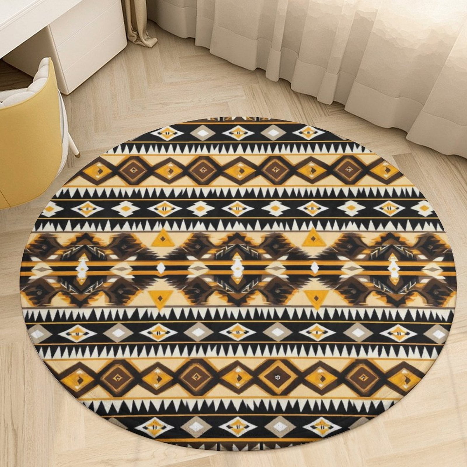 Bohemia Round Area Rugs for Bedroom Living Room, 5FT Soft Comfy Indoor ...