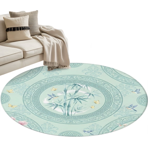 Bohemia Round Rug 3ft Washable Circle Entryway Rugs Non Slip Watercolor ...