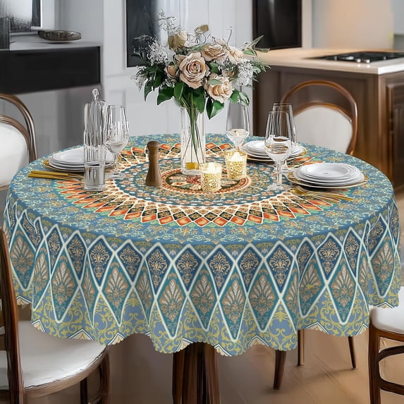 Bohemia Round Tablecloth,Tablecloth Waterproof and Wrinkle-Free, Boho ...
