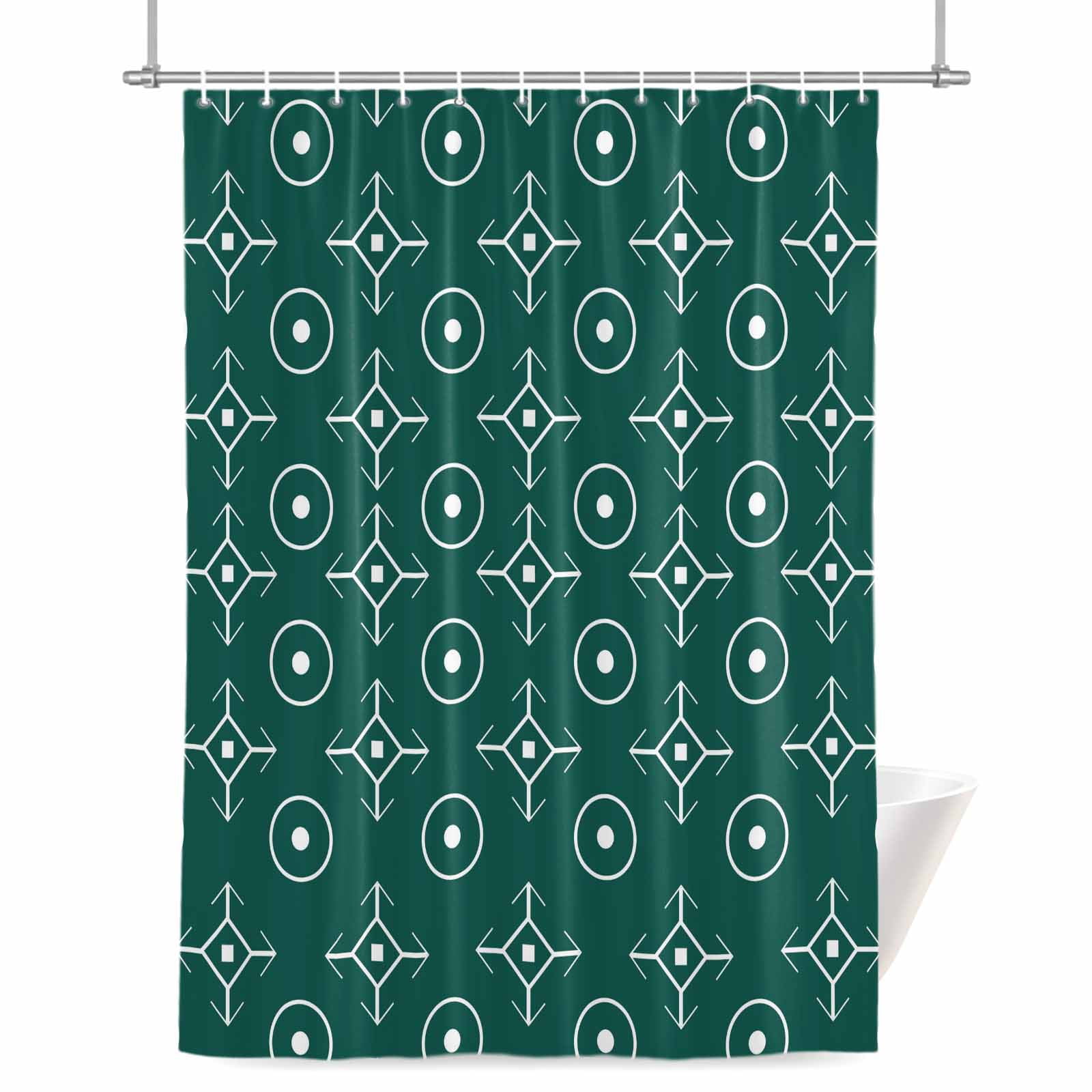 Bohemia Shower Curtain, 72" x 72", Abstract Gingham White Circle ...