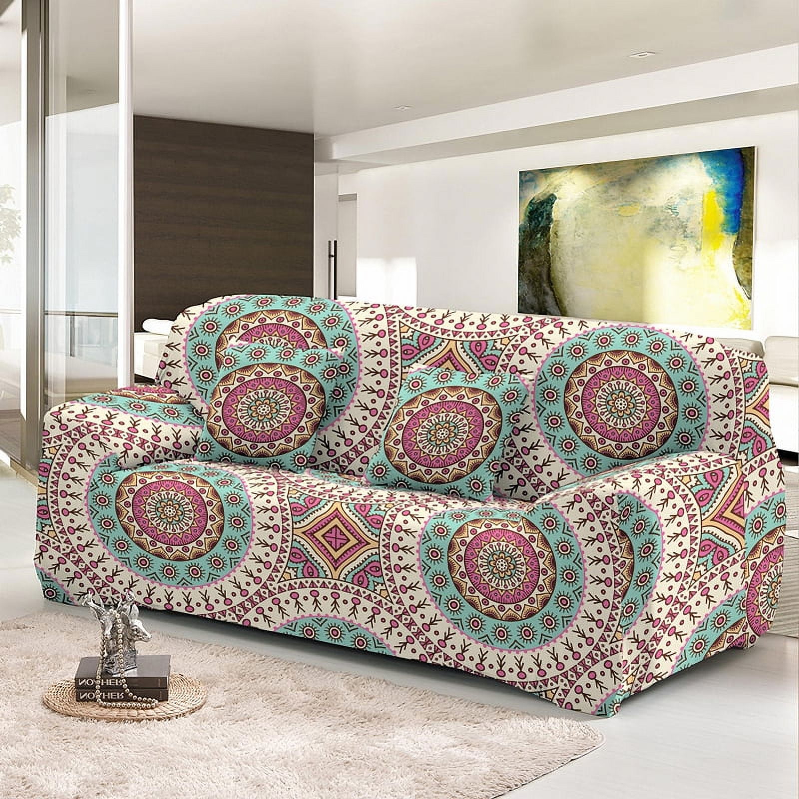 Bohemia Stretch Sofa Covers For Living Room 1/2/3/4 Seater Couch Cover ...