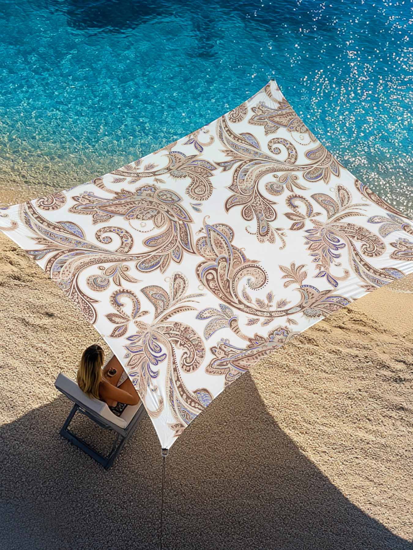 Bohemia Sun Shade Sail 6.5' x 10', Pesley Vintage Brown Flowers Leaf ...