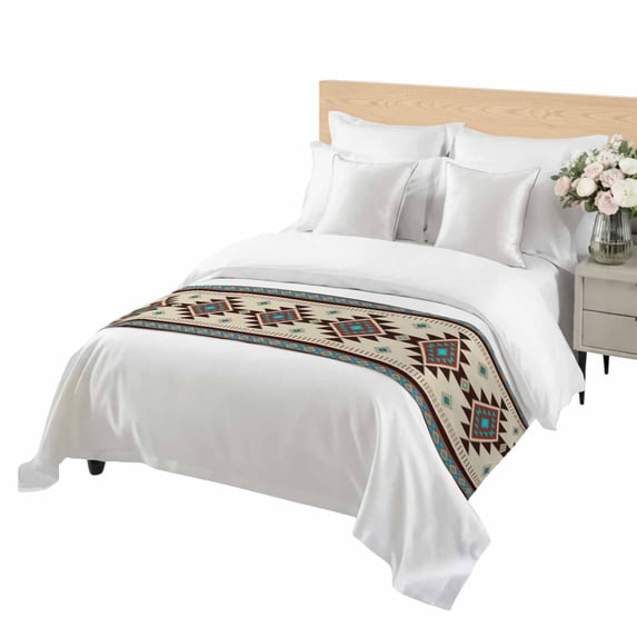 Bohemia Theme Bed Runner King Size Brown Ethnic Textile Texture Soft ...