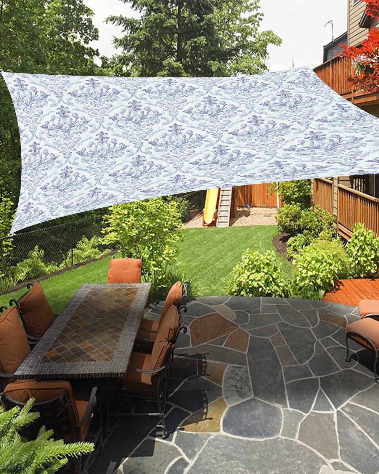 Bohemia Turkish Pattern Sun Shade Sail 6.5'X10' Blue Medieval Mural UV ...