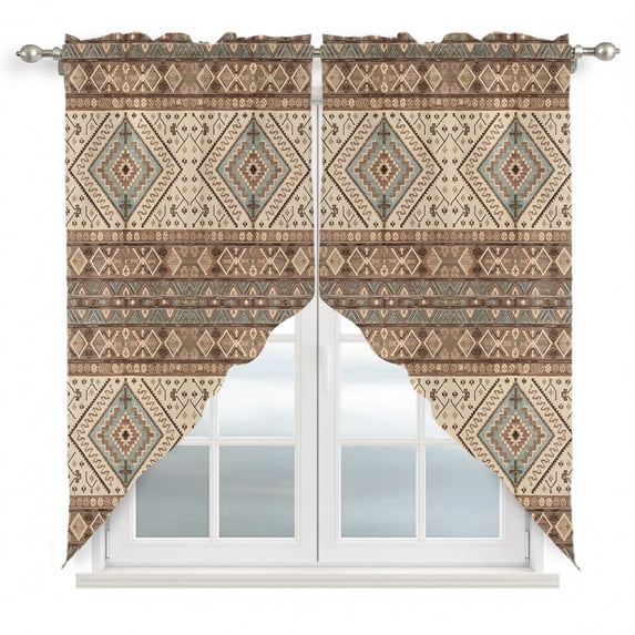 Bohemia Turkish Pattern Swag Curtain Valance for Window 2 Panels Brown ...