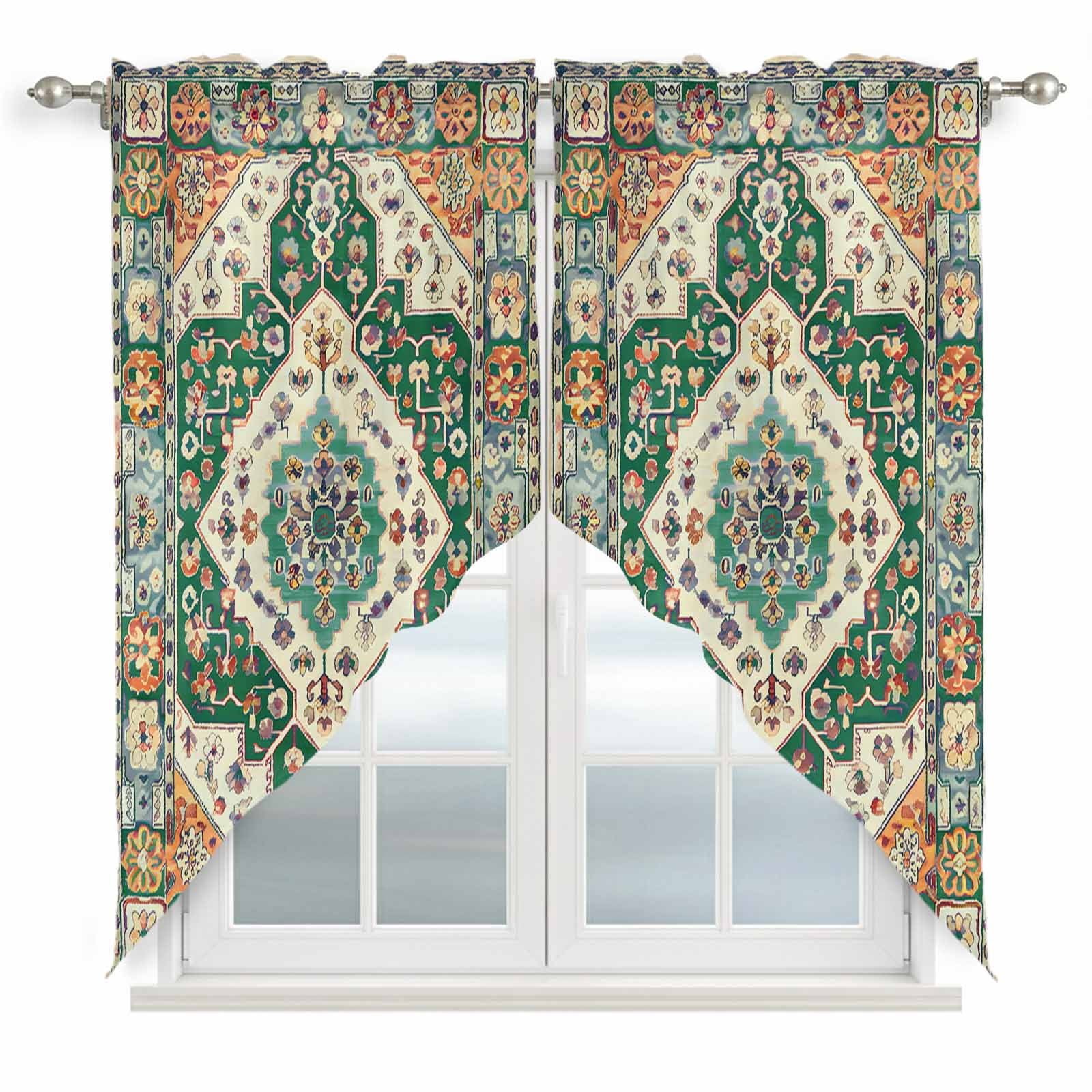 Bohemia Turkish Pattern Swag Curtain Valance for Window 2 Panels Green ...
