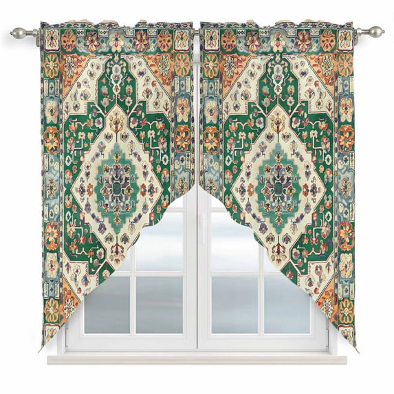 Bohemia Turkish Pattern Swag Curtain Valance for Window 2 Panels Green ...