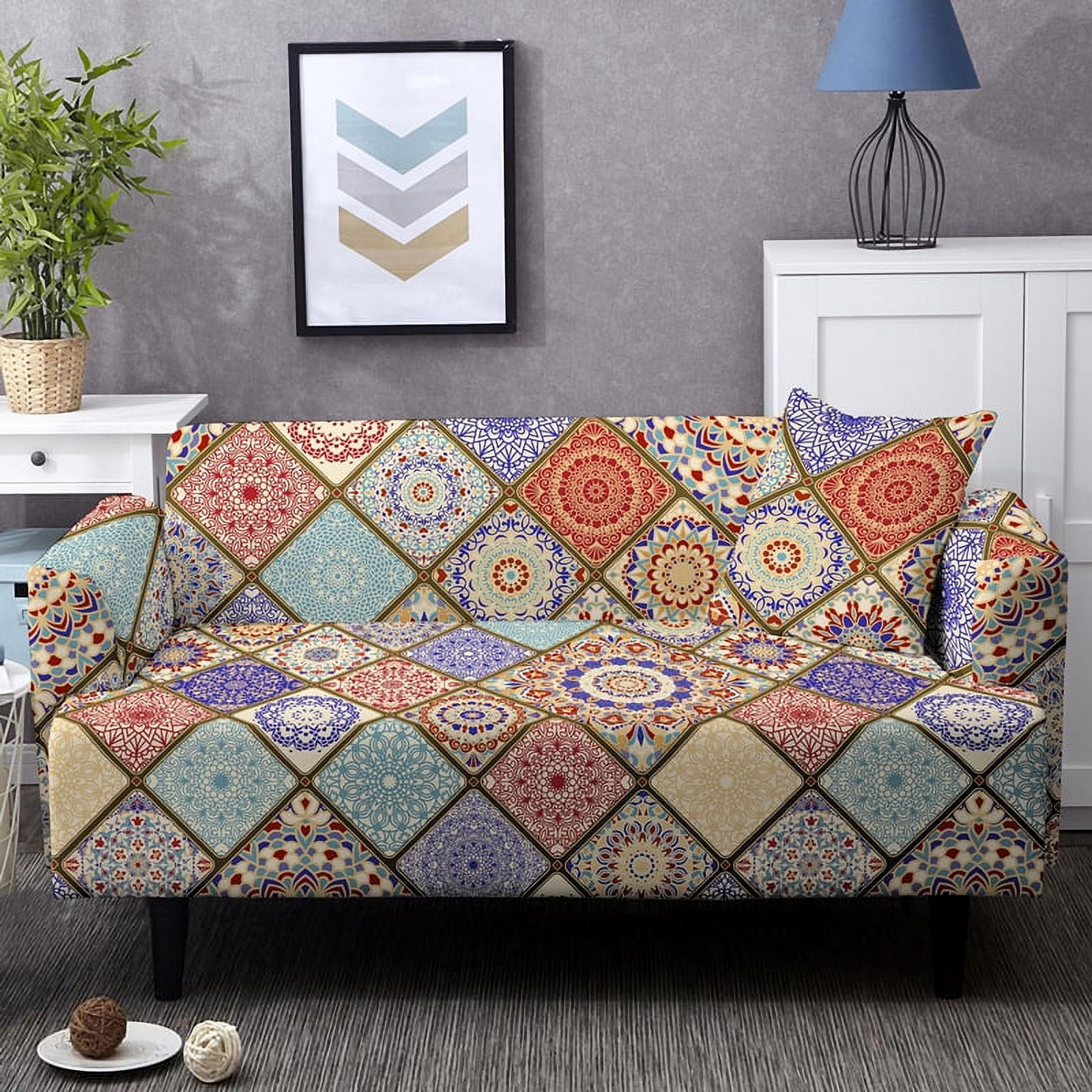 Bohemia Vintage Pattern Elastic Sofa Covers For Living Room Dust Proof ...