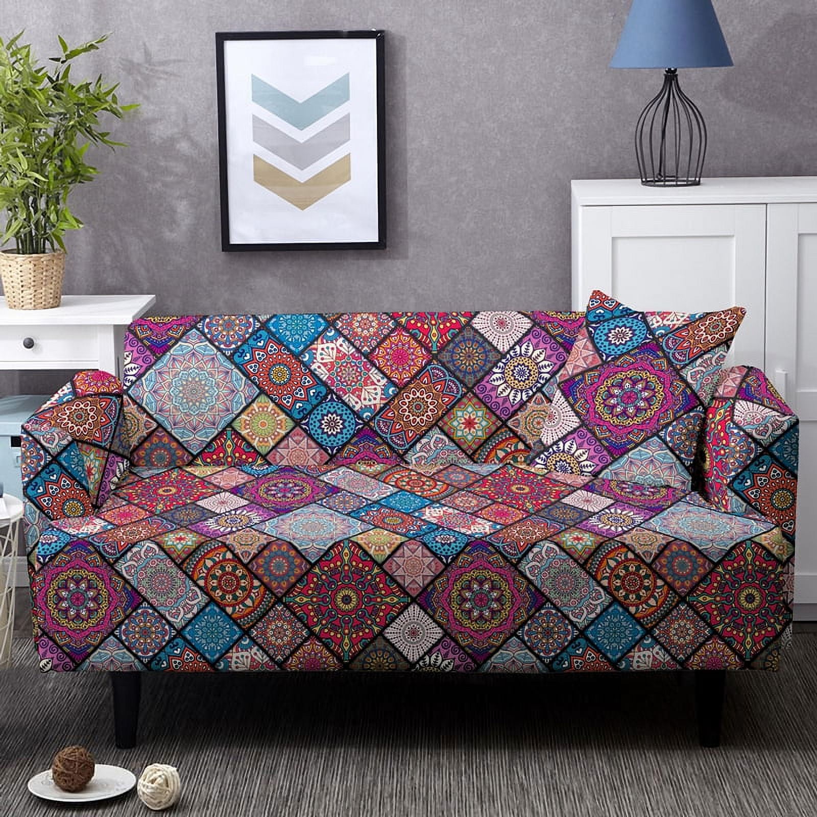 Bohemia Vintage Pattern Elastic Sofa Covers For Living Room Dust Proof ...