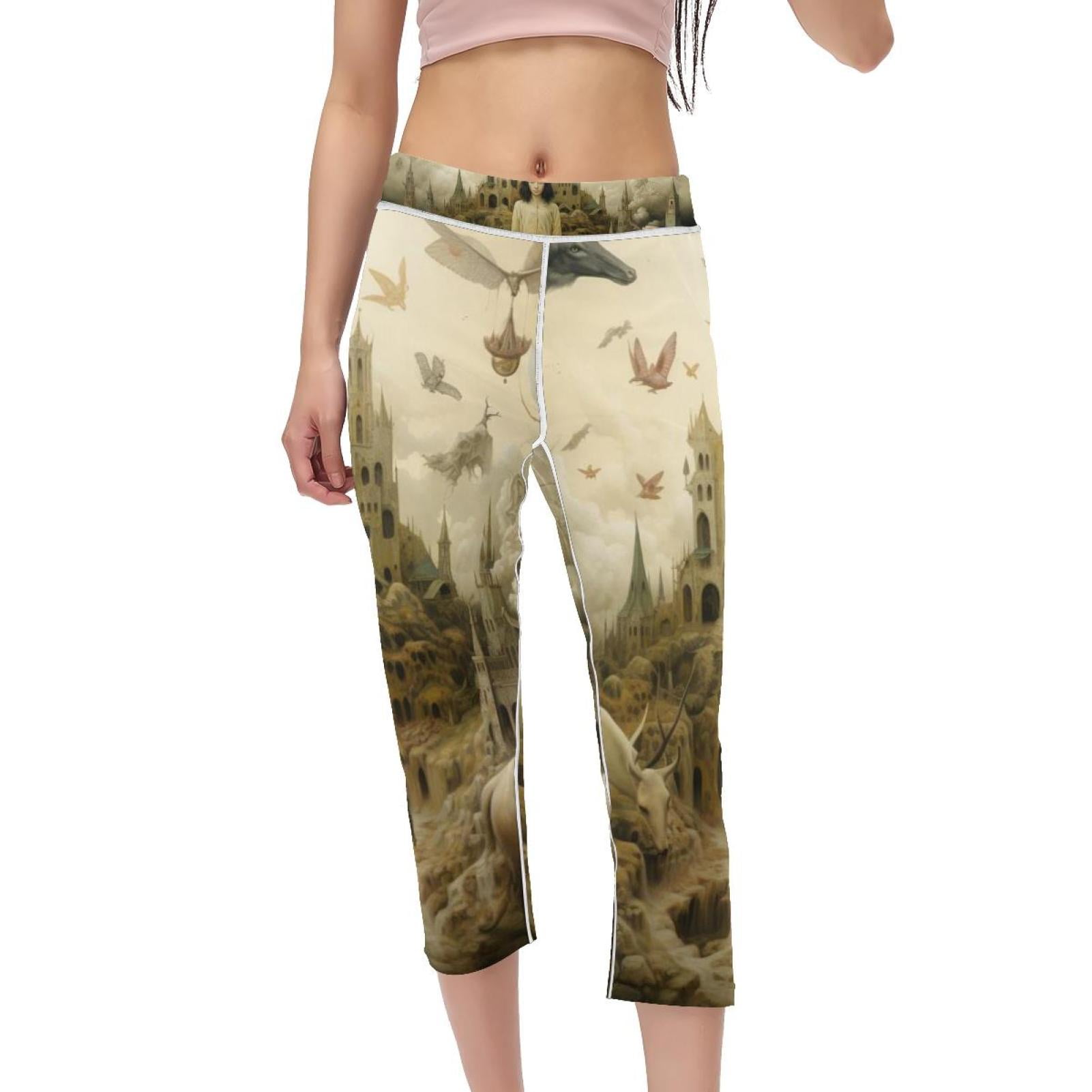 Bohemia Women's High Waist Capris Printed Yoga Pants Compression ...