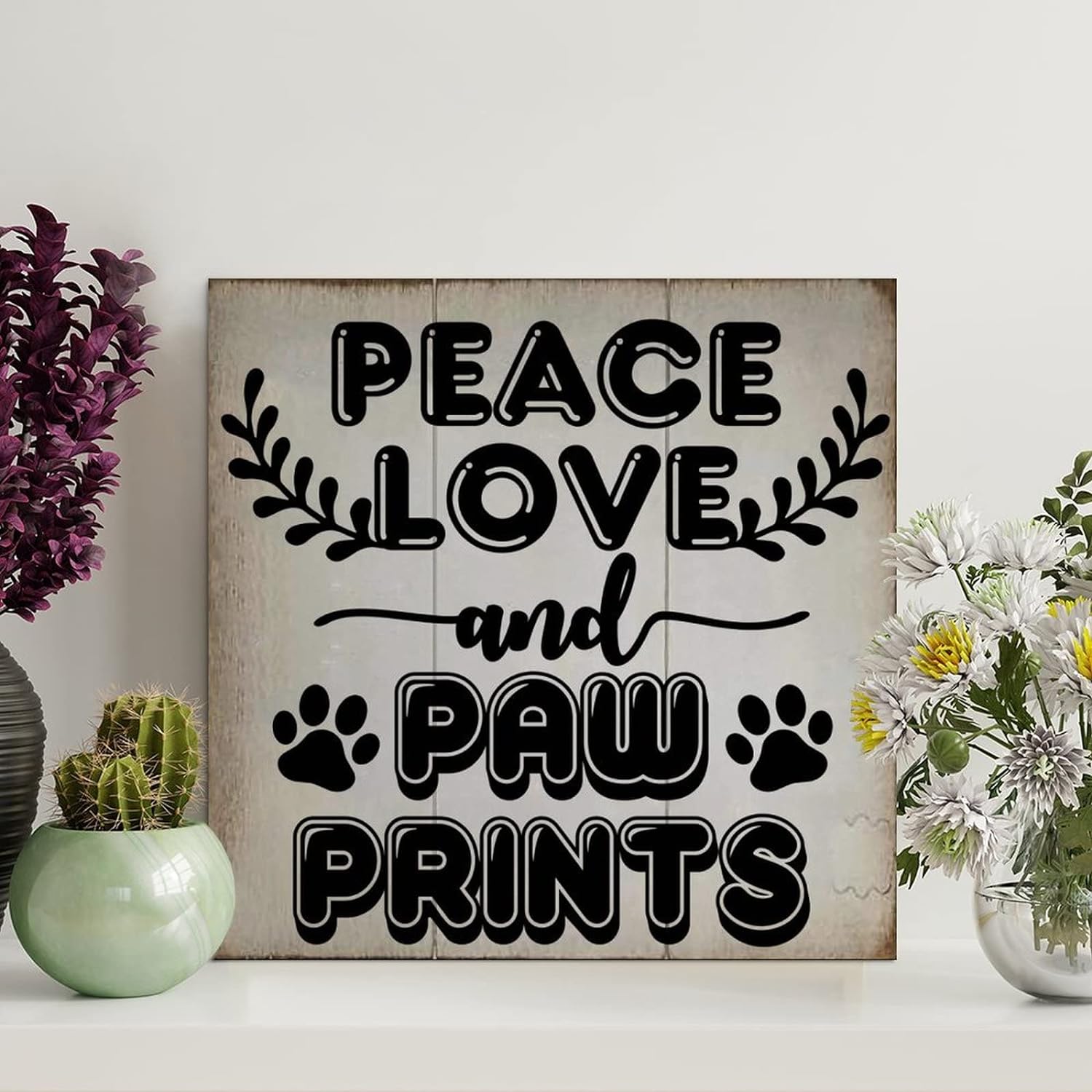 Bohemia Wooden Pallet Sign Peace Love And Paw Prints Wood Signs 10X10 ...