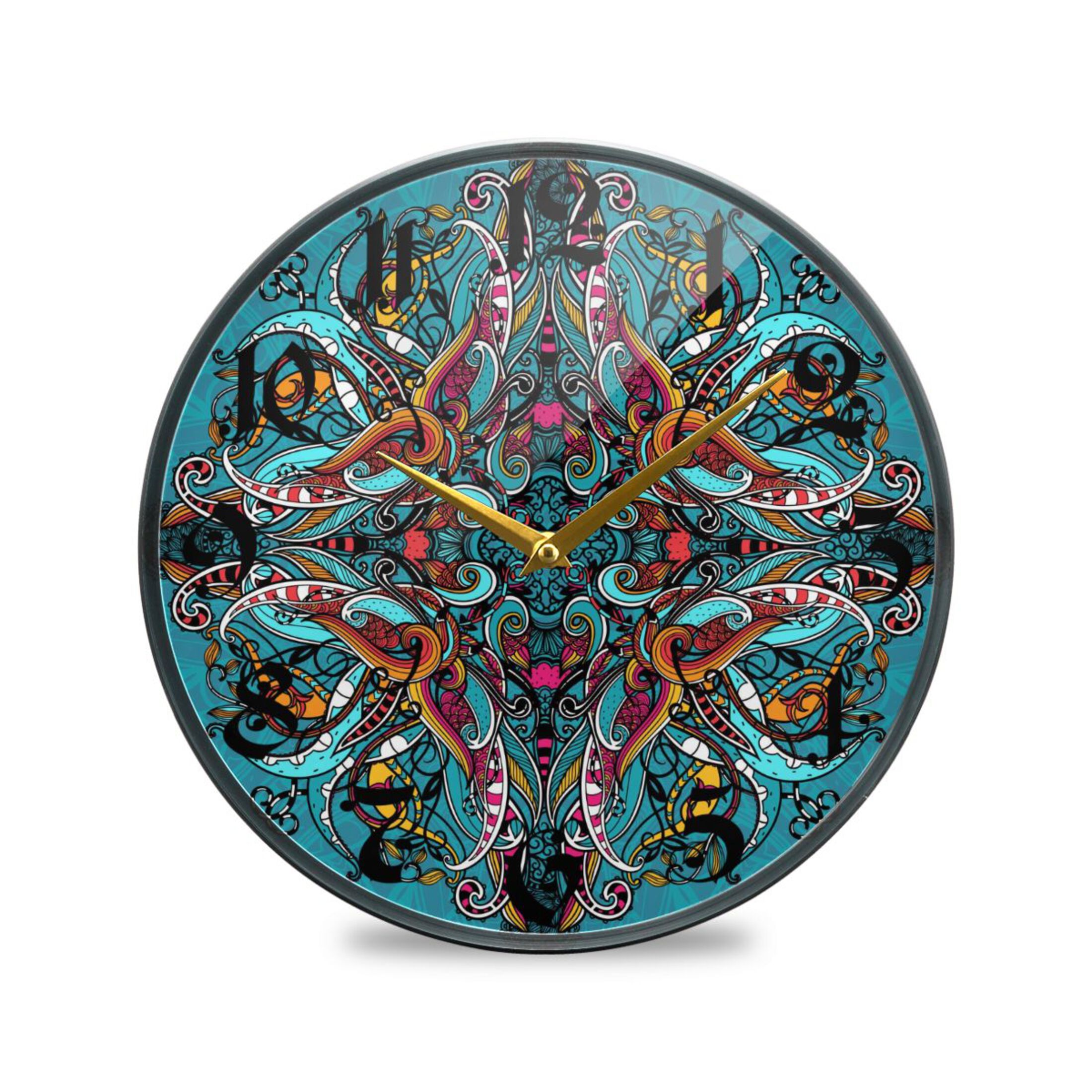 Bohemia with Blue Acrylic Wall Clocks Quiet Round Clock Battery ...