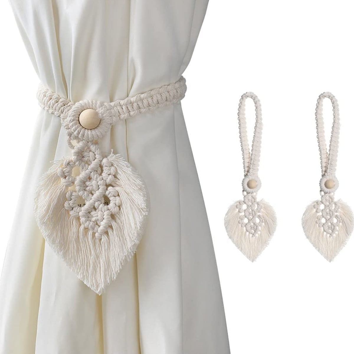 Bohemian 2 Pack Curtain Tiebacks Handmade Holdbacks Farmhouse Curtain ...