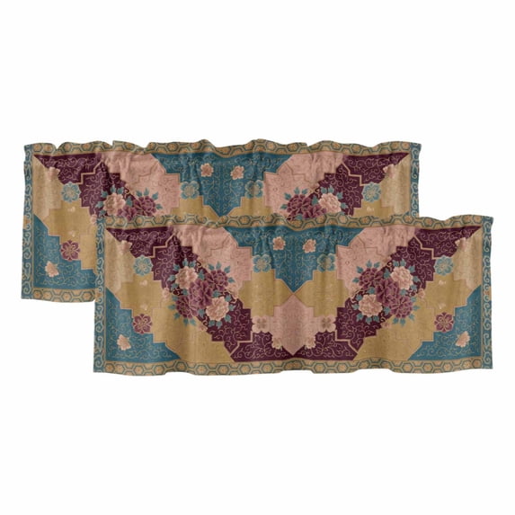 Bohemian 2 Panels Kitchen Valance, Traditional Ethic Pattern Colorful ...
