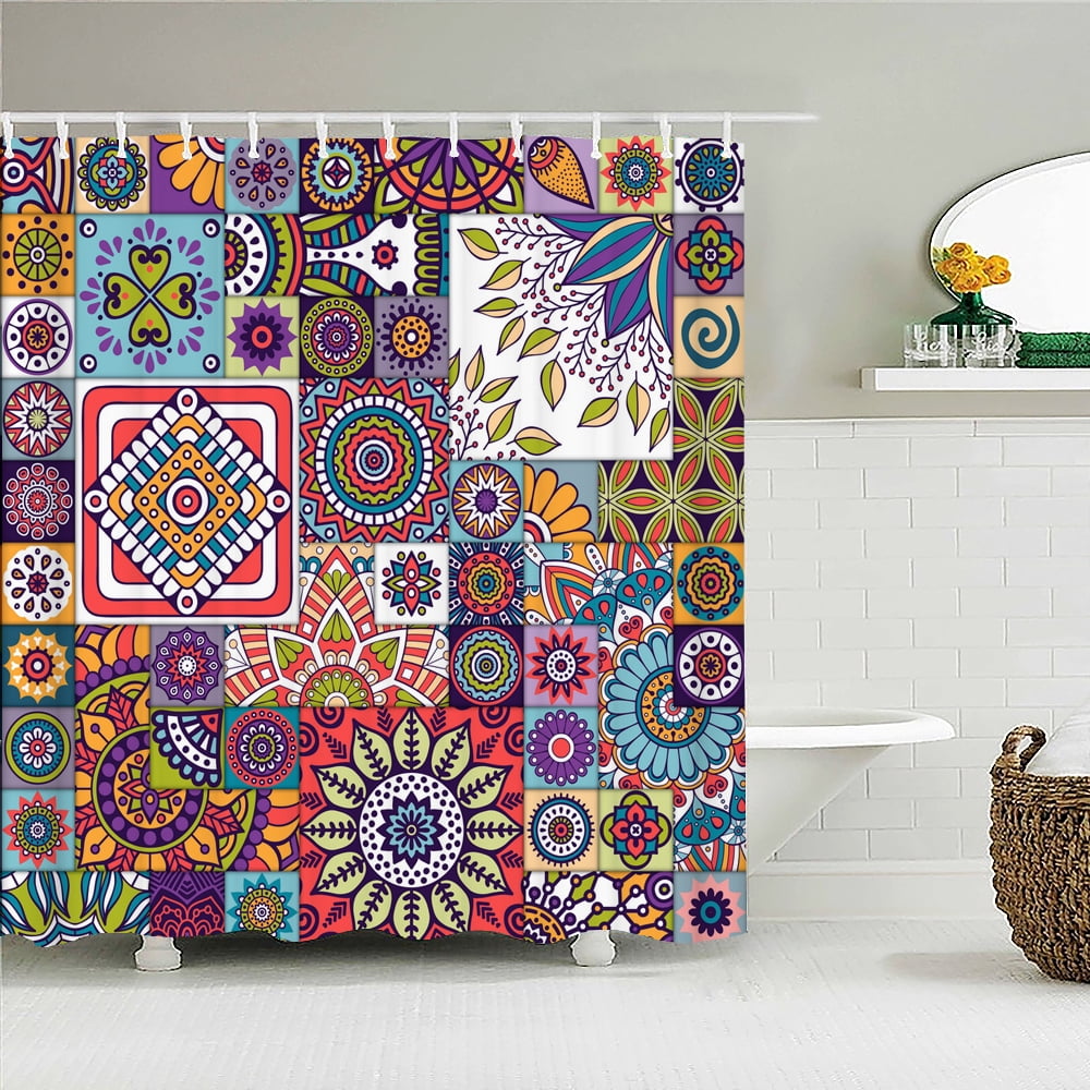 Bohemian 3d Bathroom Curtains Indian Boho Shower Curtains Waterproof ...