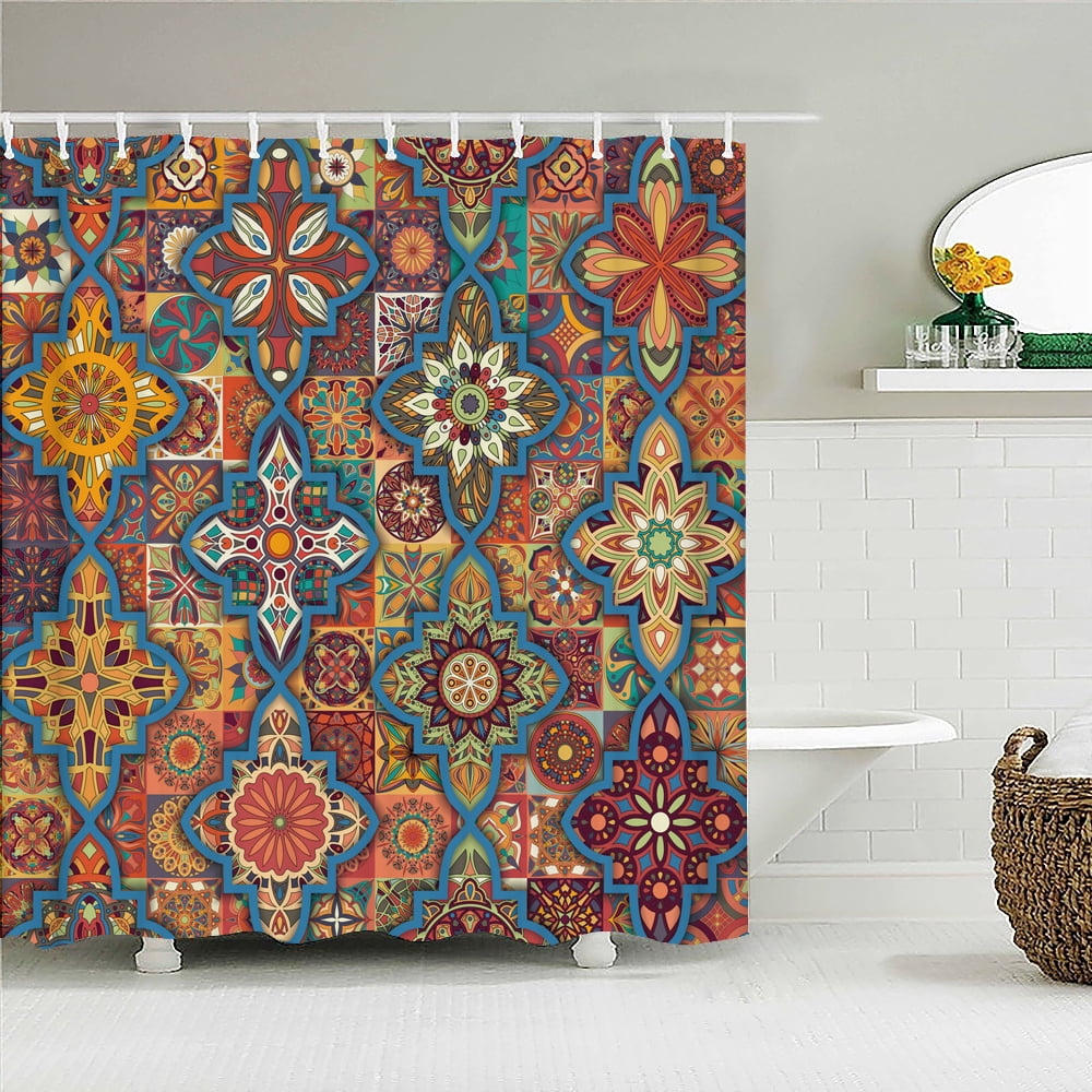 Bohemian 3d Bathroom Curtains Indian Boho Shower Curtains Waterproof ...