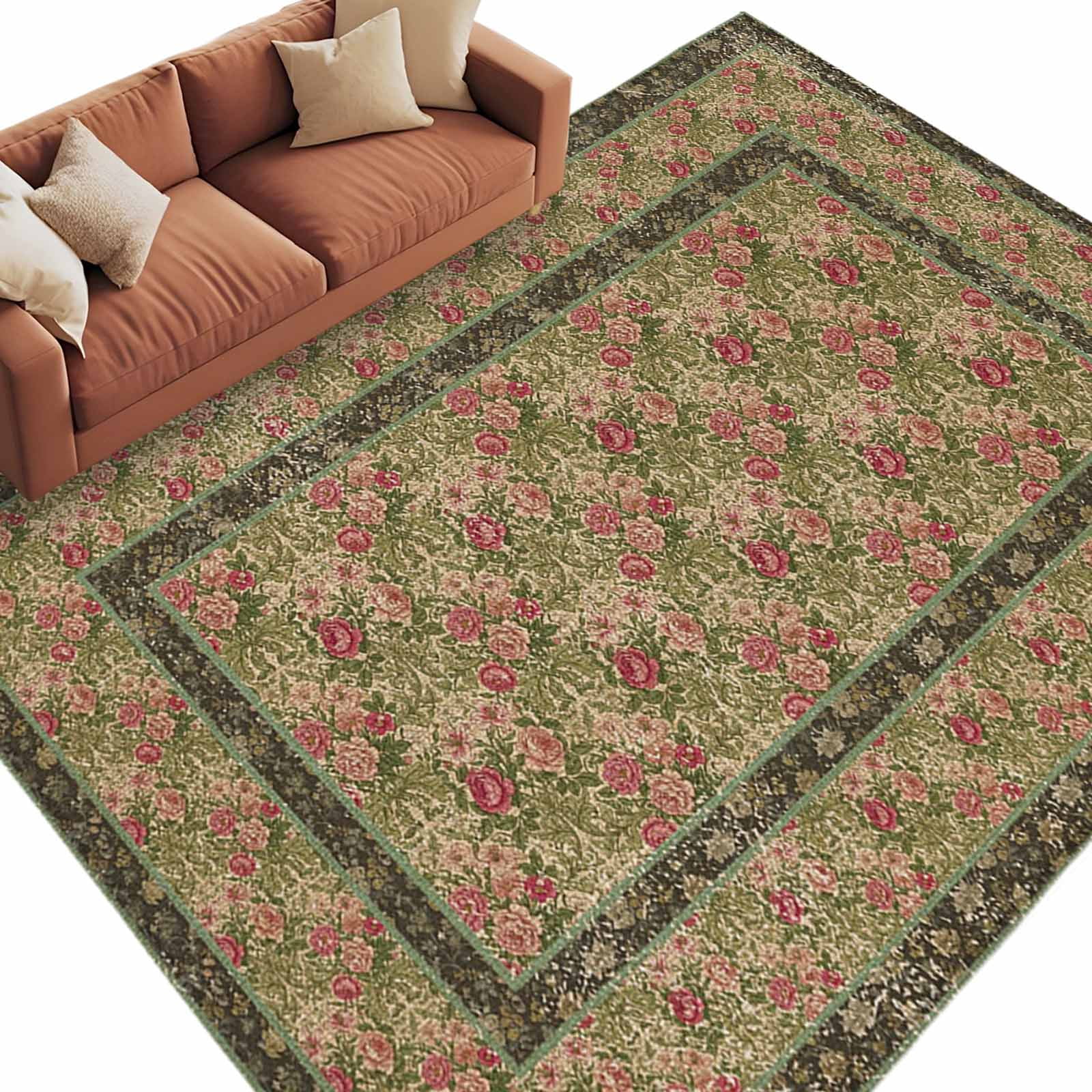 Bohemian 6'x9' Large Area Rugs Vintage Red Flowers Texture Traditional ...