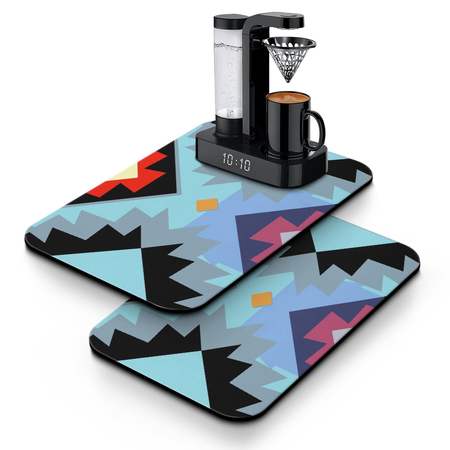 Bohemian Absorbent Coffee Mat, Leak-Proof Dish Drying Pad with Rustic ...