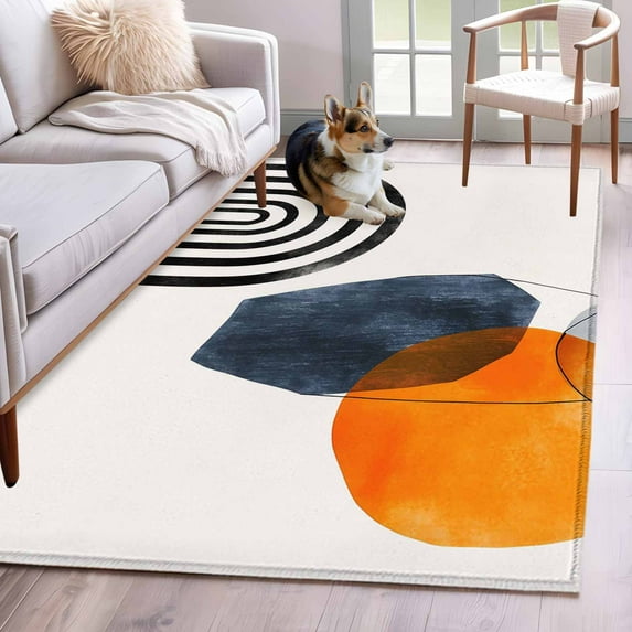 Bohemian Abstract Area Rugs 4x6 ft Geometric Line Circle Leaves Modern ...